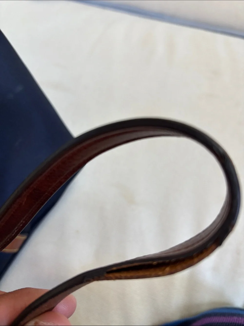Dooney & Bourke | Bags | Dooney Bourke Style Navy Nylon Tote With Brown ...